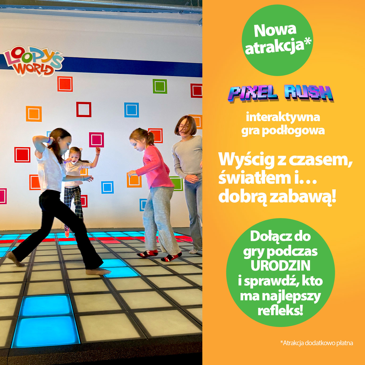 Urodziny z nową atrakcją PIXEL RUSH! - Loopys World Wrocław